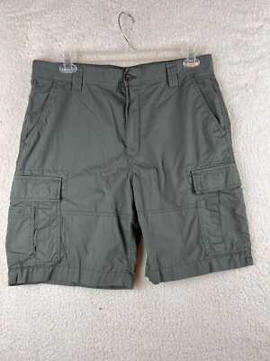 Chaps Shorts Men’s Green Cotton/Nylon Cargo Flat Front Casual Outdoor ...