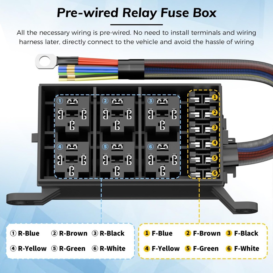 12V Automotive Relay Box 6 Way Relay Fuse Box, with 12 AWG Pre-Wired | eBay