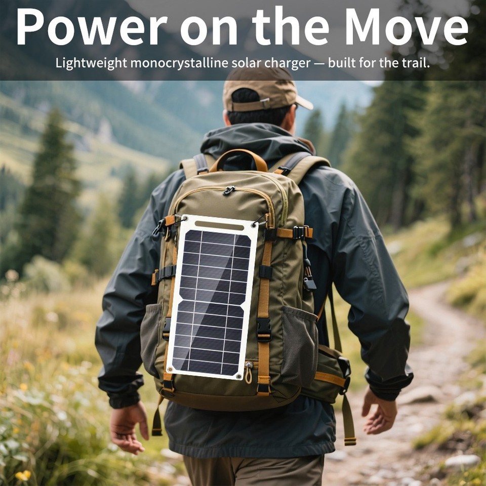 20W 5V Solar Panel Power Bank USB Phone Charger Outdoor Camping Hiking ...