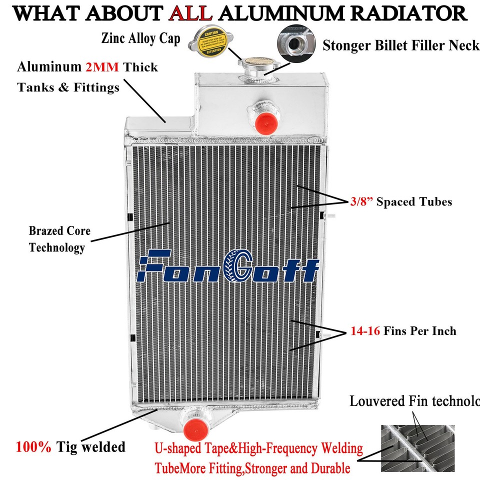 4 Row Aluminum Radiator Fits John Deere JD 1520 1830 2020 2120 301A ...