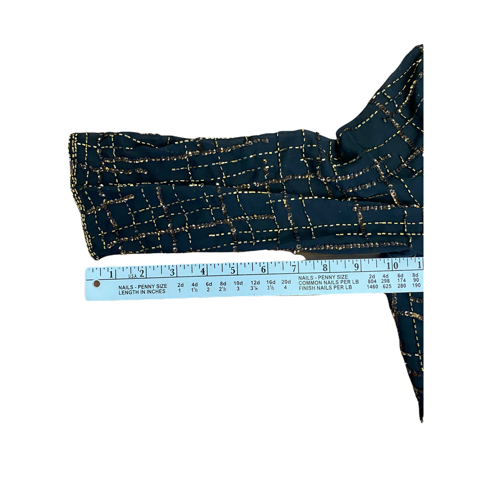 RAGA Romper Beaded Black Gold Long Sleeve Open Back Size M | eBay