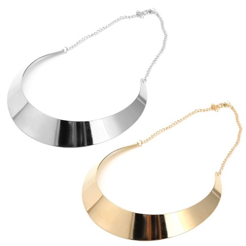 Fashion Plated Golden Silver Vintage Torque Necklace Unique Metal Alloy ...