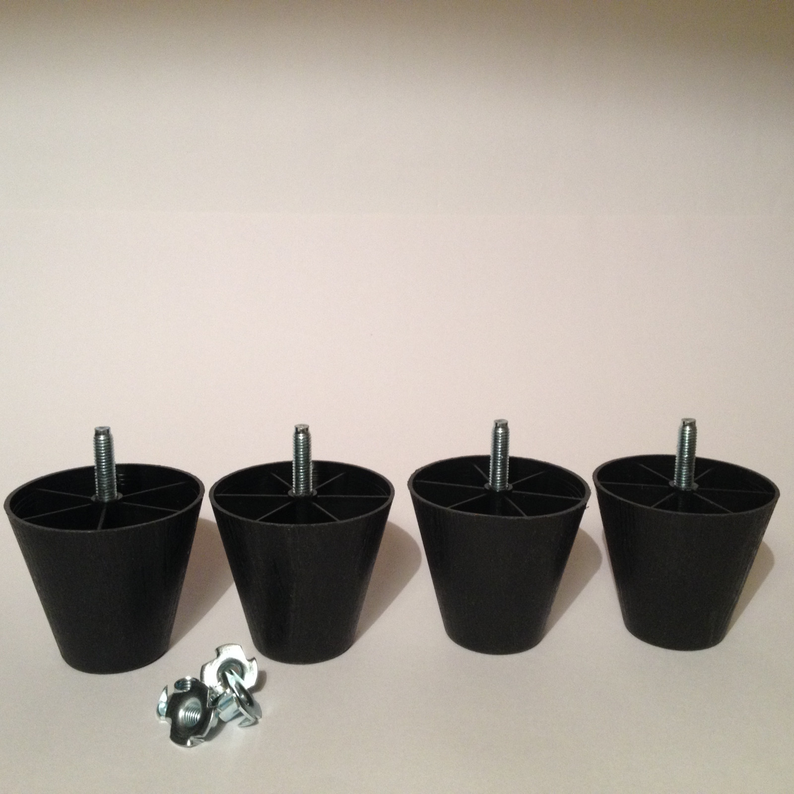 4 x Universal Black Plastic Furniture Legs Sofa/Couch/Chair - M8 | eBay UK