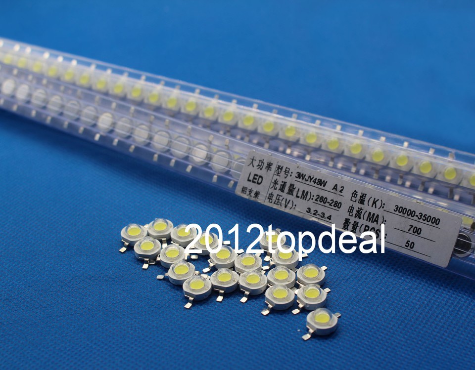 10 50 100 1000pcs 1W 3W High Power White 30000-35000k LED Beads Lamp ...