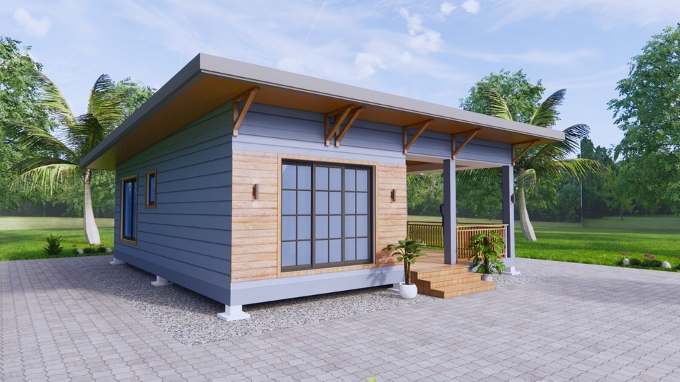 26x30 Feet Small House Plan 8x9 Meter 2 Beds 2 Bath Shed Roof PDF (A4 ...