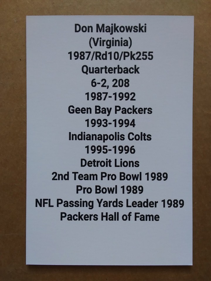 Don Majkowski Custom 4x6 Art Card Green Bay Packers | eBay