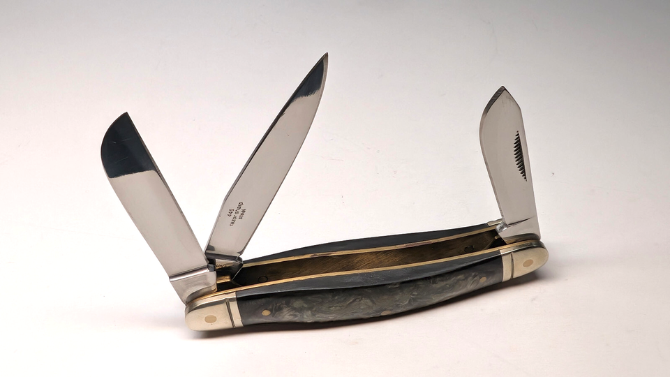 ROUGH RIDER 3.5" Medium Stockman Imitation Abalone 3 Blades RR345 Ryder ...