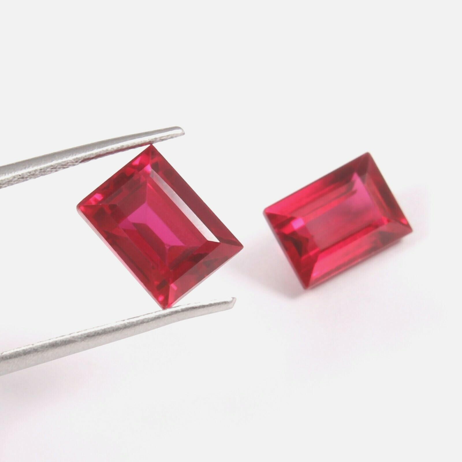 AAA Natural Mozambique Blood Red Ruby Baguette Loose Gemstone Pair 10x7 ...