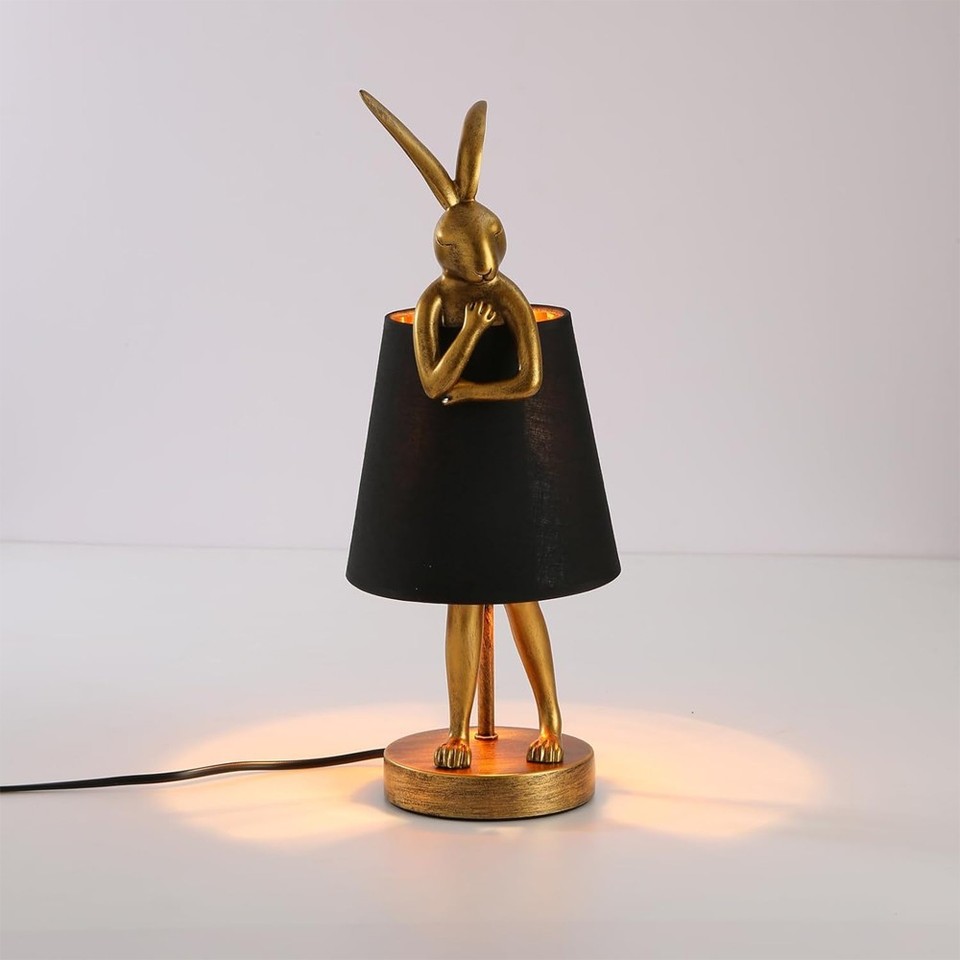 Rabbit Table Lamp Modern Golden Lamp Desk Light Office Bedroom Durable ...