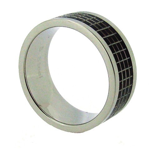 Laser Etched Checker Pattern Black Tone Stainless Steel Spin Ring 9, 10 ...