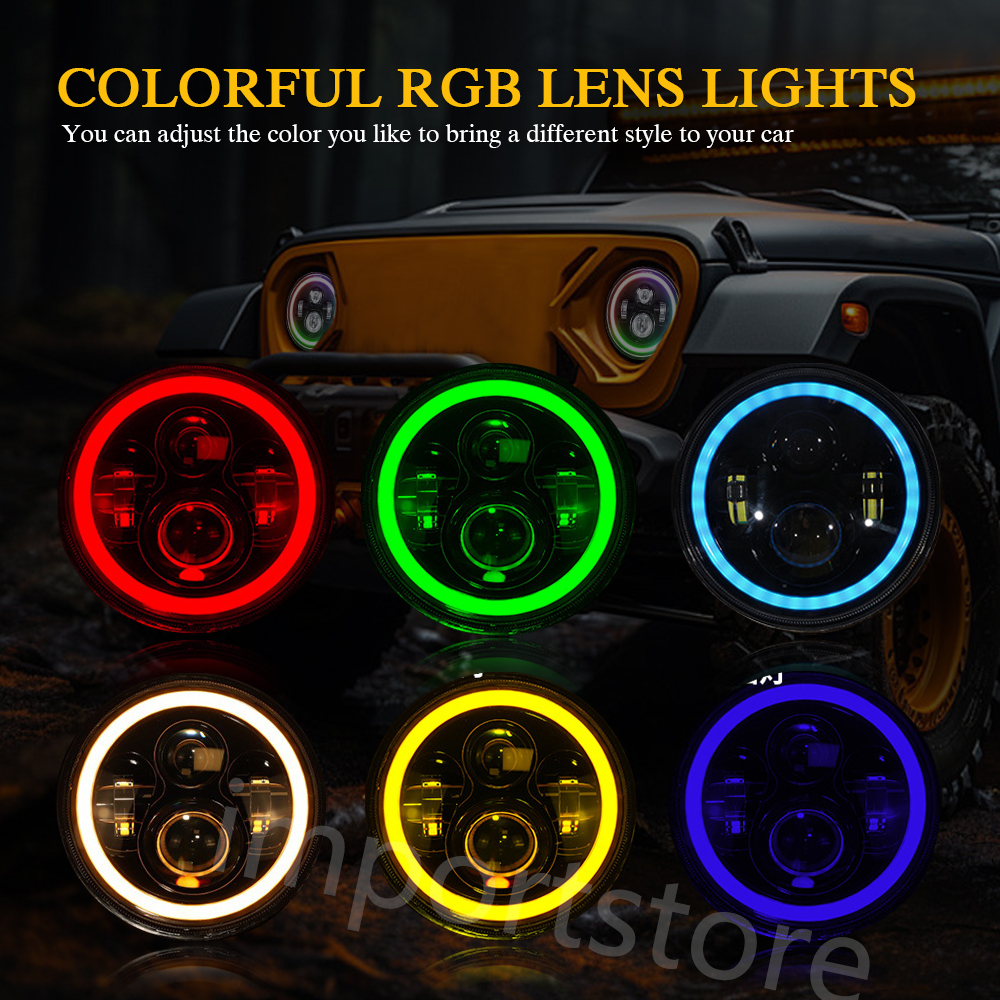 Pair LED Round 7" Inch RGB Headlights Halo For 1990-1997 Mazda Miata ...