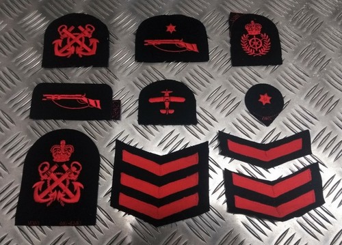 Royal Navy Red on Black Embroidered Assorted Branch Qualification Rank ...