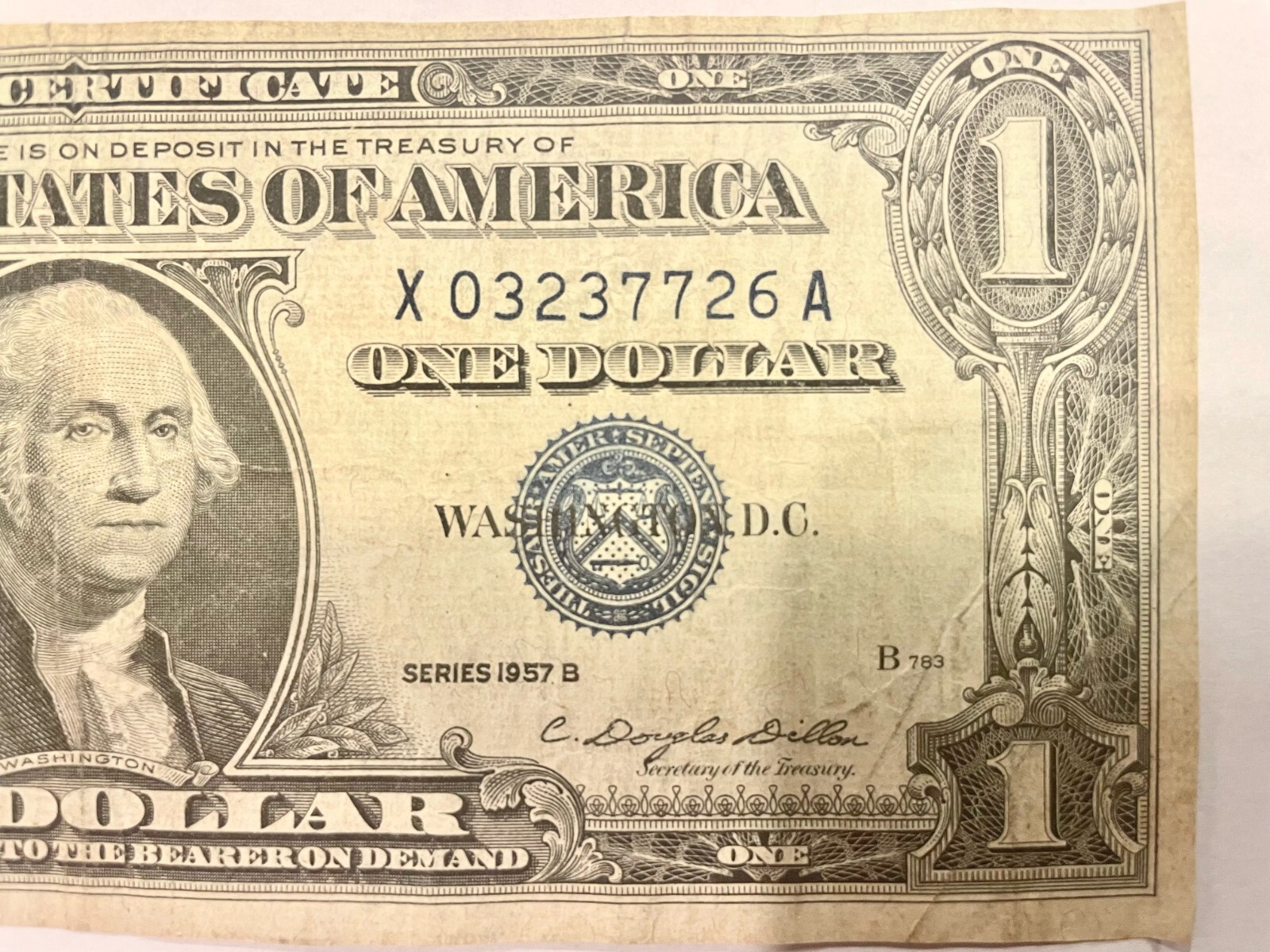 One Silver Certificate $1 - One Dollar Bill - Series 1957 B Circulated ...