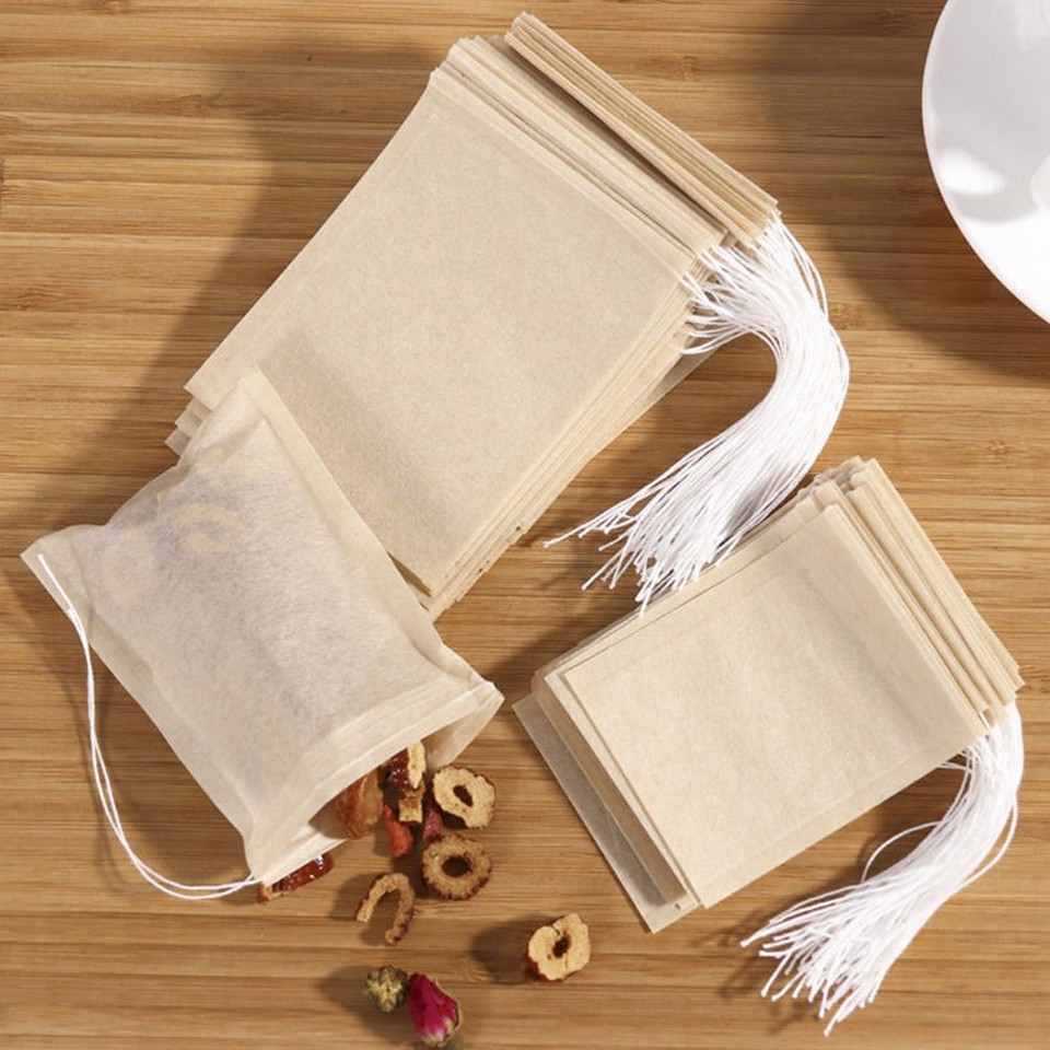 200 Pcs Paper Tea Infuser Bags Reusable Drawstring Filter For Loose ...