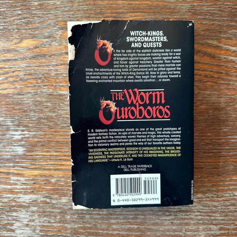 The Worm Ouroboros by E.R. Eddison 1991 Occult Fantasy Paperback GOOD ...