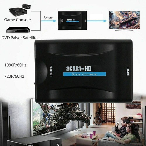 1080P SCART to HDMI Upscale Converter + USB A to DC Power Cable for ...