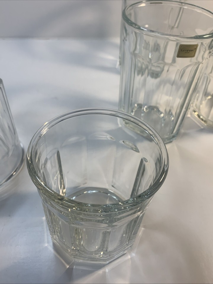 NEW 6 Luminarc Working Glass Heavy Duty 10 Panel Glasses 3 each 21 oz ...