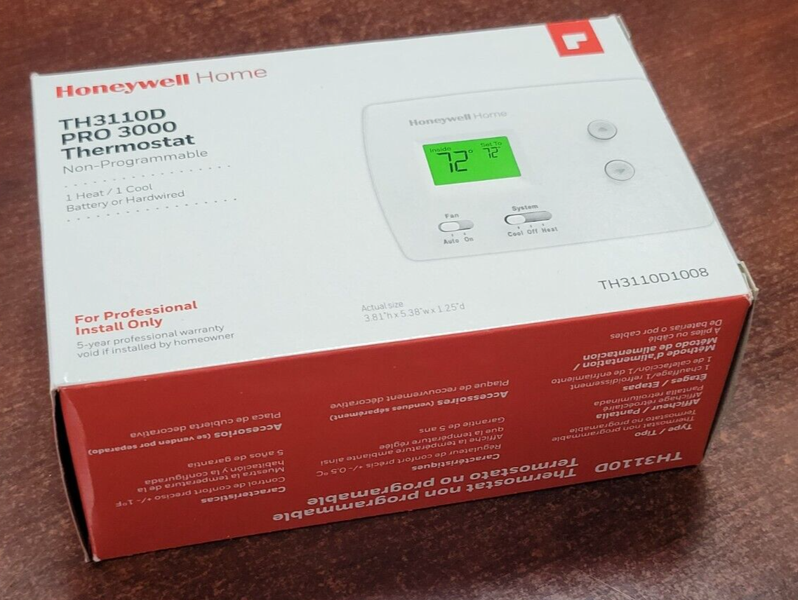 NEW Honeywell Pro 3000 TH3110D1008 Thermostat Non-Programmable 1 Heat 1 ...
