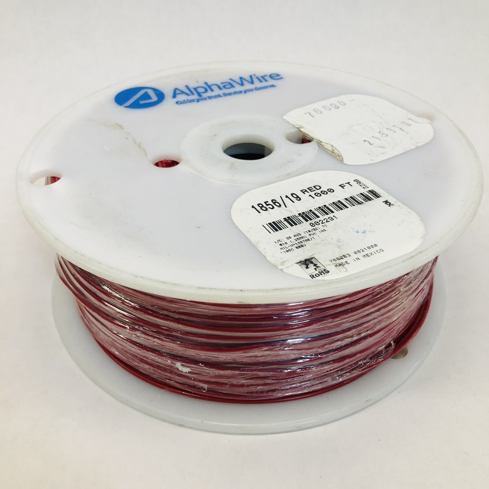 ALPHA WIRE #1856/19 RED 1000FT HOOK UP WIRE 20AWG | eBay