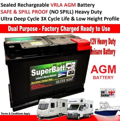 AGM Deep Cycle Leisure Battery 12V 130AH AGM130L Caravan Motorhome ...