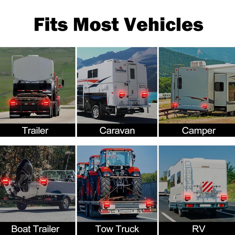 Magnetic Wireless LED Tow Towing Trailer Rear Tail Lights Warning ...