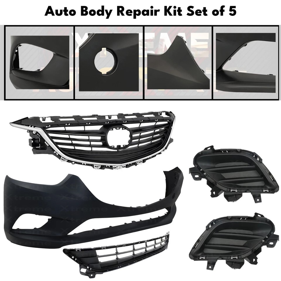 Front Bumper Cover Paintable Plastic & Grille Assembly Kit For 2014 ...