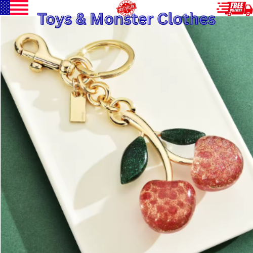 Cute Coach Cherry Bag Charm Keychain Glitter Resin and Metal Brass/Red ...
