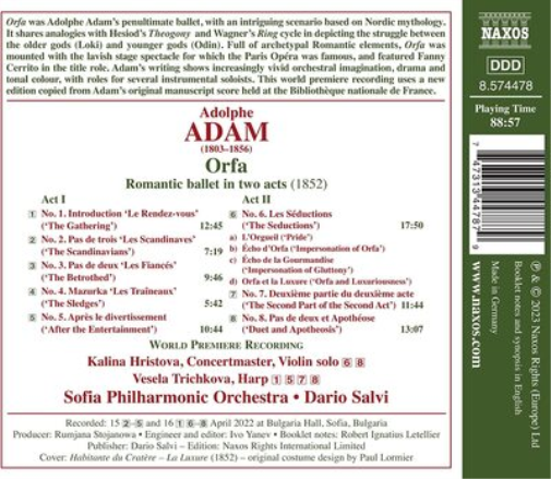 Adolphe Adam Adolphe Adam: Orfa: Romantic Ballet in Two Acts (CD) Album ...