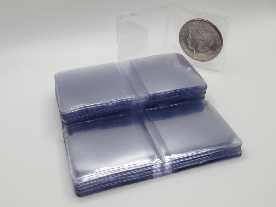 50 Pack 2x2 Coin Flips - PVC-free - Double Pocket Plastic Coin Holders ...