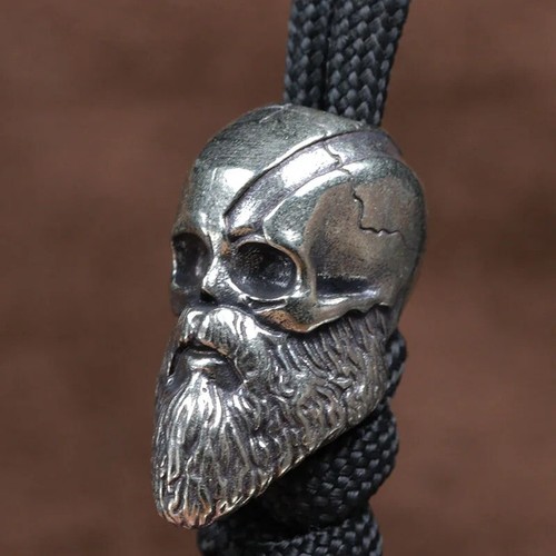 EDC Long Bearded Spartan Paracord Knife Bead Lanyard Brass DIY Pendant ...