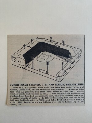 Connie Mack Stadium Philadelphia A's 1958 Sporting News Baseball 4X4 ...