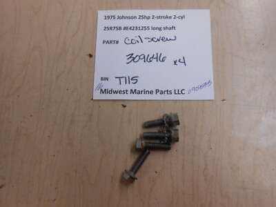 309646 OMC Johnson 1975 25hp 25R75B Outboard coil screw (4) T115 | eBay