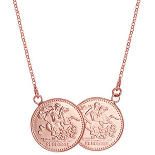 Sterling Silver Imitation Rose Double St George Pendant - Full ...