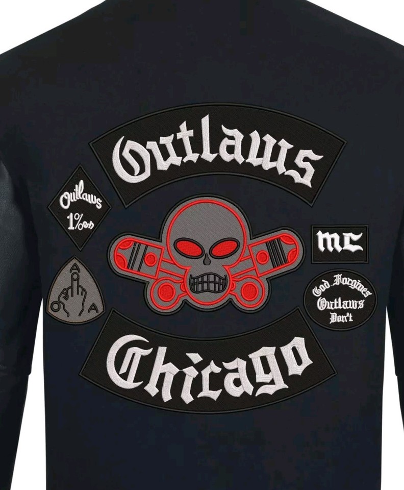 Outlaw Chicago Forgives Biker MC Patches Embroidered Iron / SewOn 35cm ...