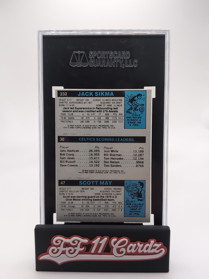 1980-81 Topps Jack Sikma, Larry Bird, Scott May Rookie Card SGC 5 #98 ...