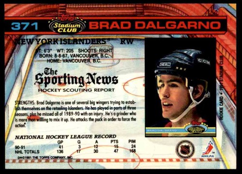 1991-92 TOPPS STADIUM CLUB BRAD DALGARNO #371 | eBay