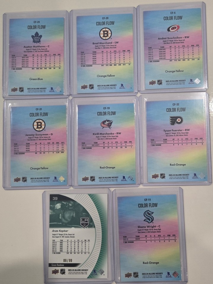 2023-24 Upper Deck Allure Color Flow (Matthews,Marchand,Swayman,etc) | eBay