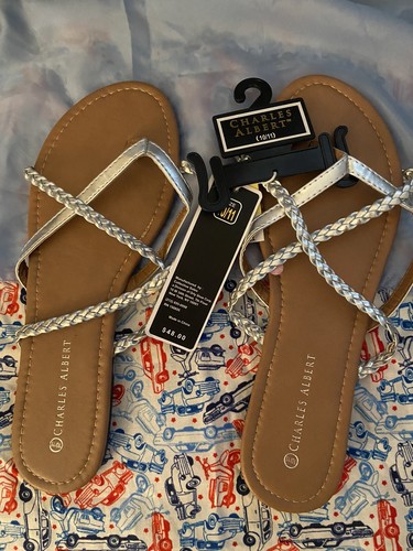 Charles Albert NWT Pair Women's Flip Flop Style Sandal Shoes Silver ...