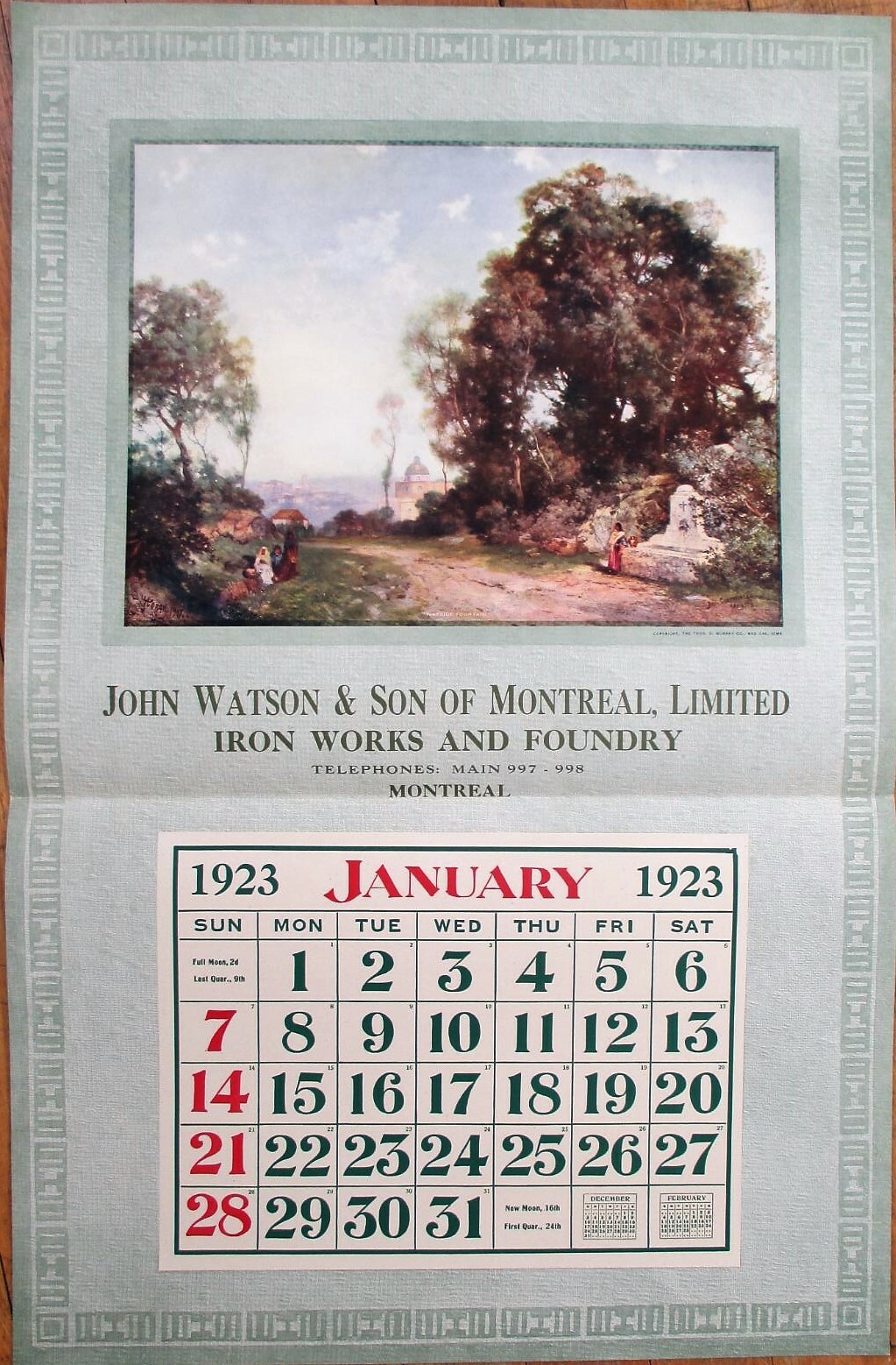 Montreal, Canada 1923 Advertising Calendar/16x25 Poster: Iron Works ...