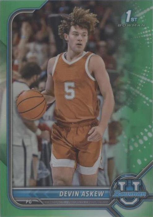 2021-22 Bowman University - Devin Askew #25 Green Refractor /99 (RC ...