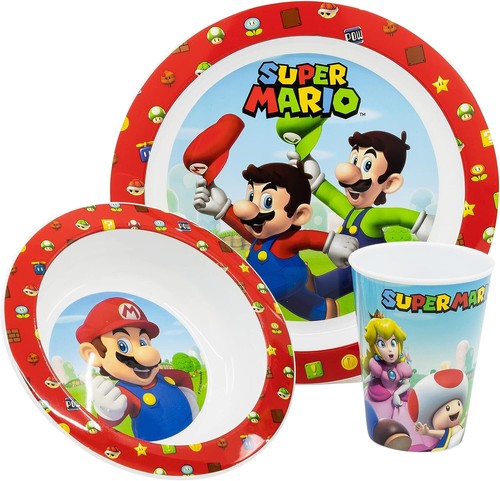 Super Mario 3 Piece Meal Set Plate, Bowl and Tumbler | eBay