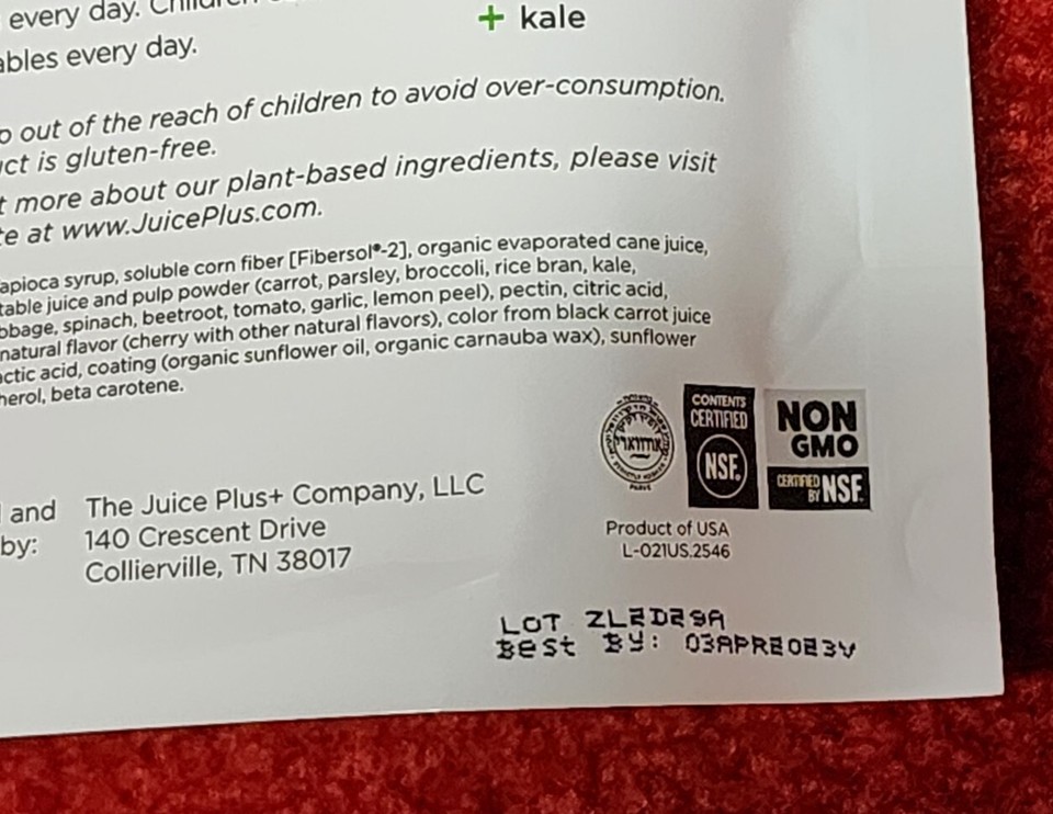 Juice Plus 120 Soft Chewables Gummies Blended Vegetable New Sealed Best ...