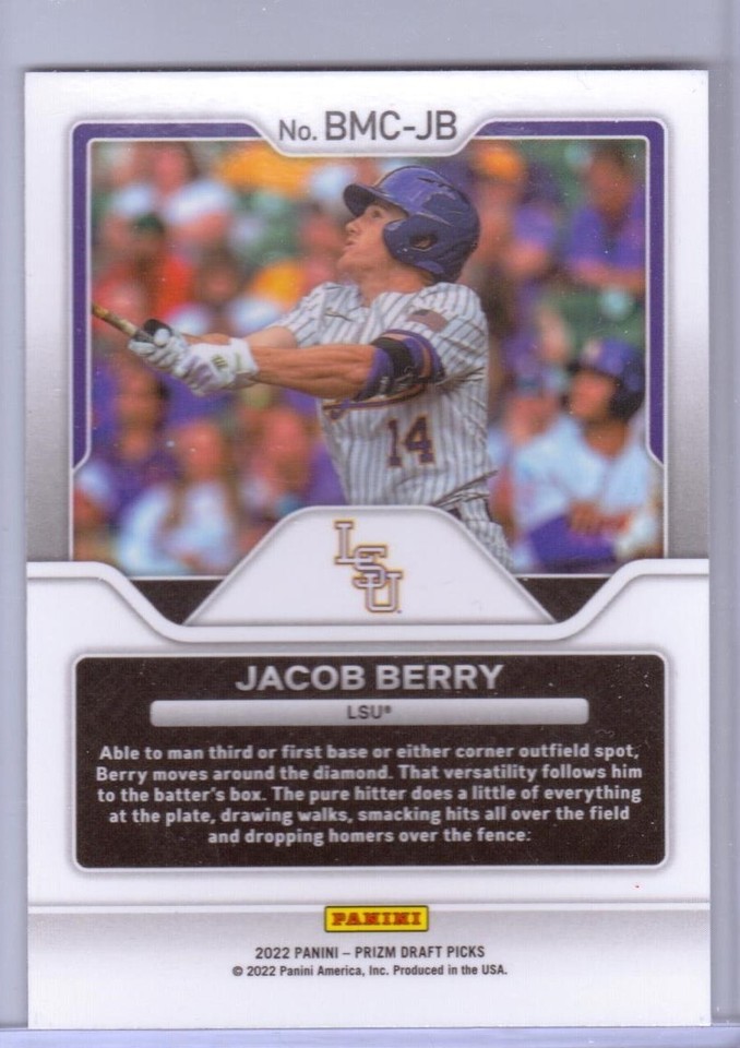 2022 Panini Prizm Draft Picks Big Man on Campus #4 Jacob Berry - LSU ...