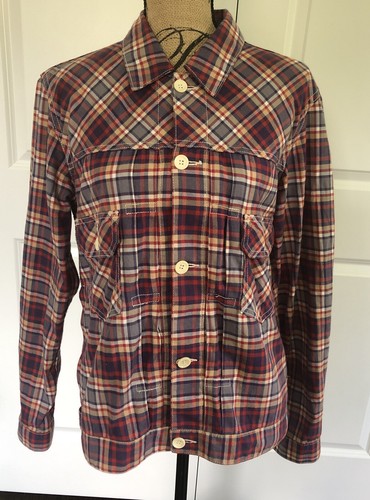 VISVIM Men’s Plaid Flannel Button-Down Jacket Medium - Gem