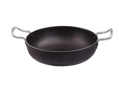 Handmade Indian Traditional Iron deep Kadai Wok Frying Pan for Cooking ...