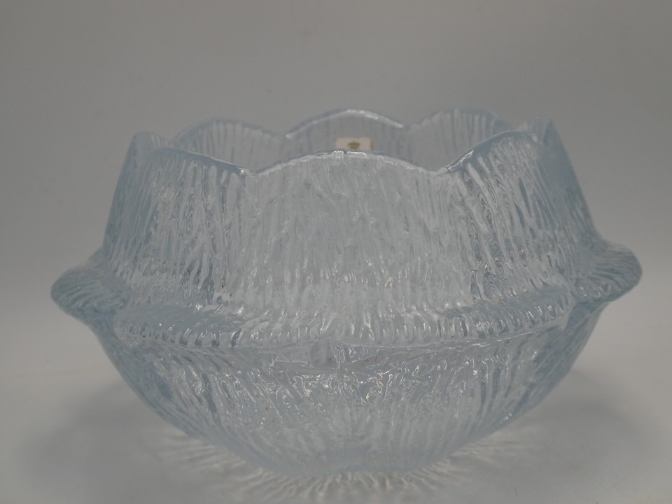 VINTAGE HEAVY HOLMEGAARD AKANDE WATER LILY CRYSTAL GLASS BOWL STICKER ...
