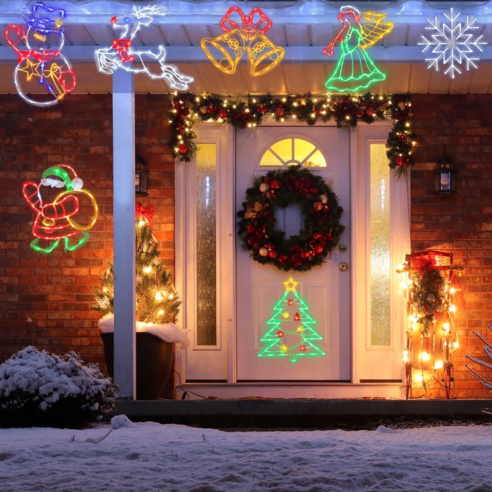 Christmas Decorations - 16" Christmas Window Silhouette Lights - 4 Pack ...