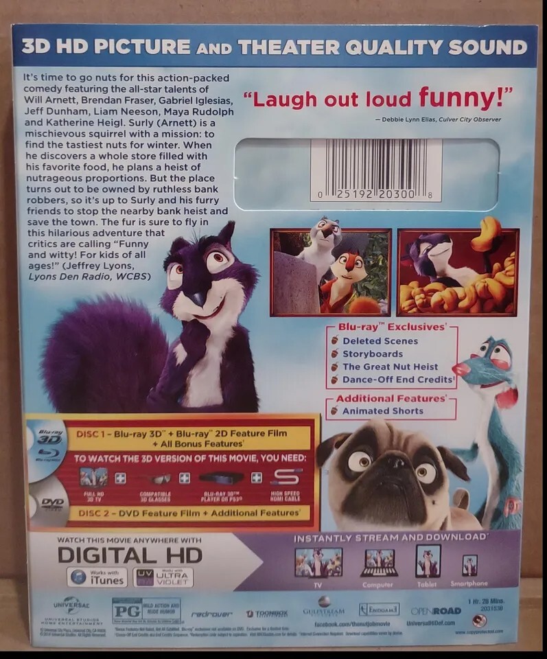 NEW RARE OOP WILL ARNETT THE NUT JOB 3D 2D BLU RAY & DVD ANIMATED KID ...