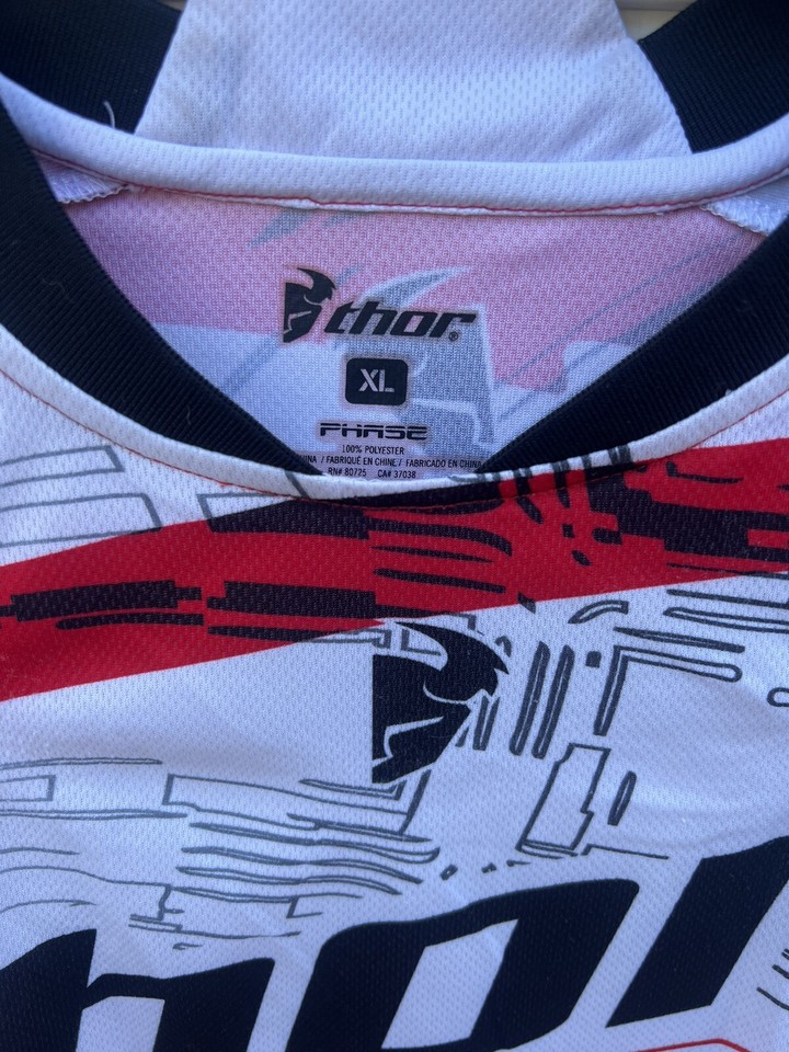 Thor Phase Motocross Jersey Mens XL Dirtbike Long Sleeve Red White | eBay