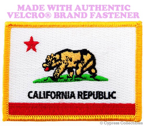 CALIFORNIA STATE FLAG PATCH EMBROIDERED CA APPLIQUE w/ VELCRO® Brand ...